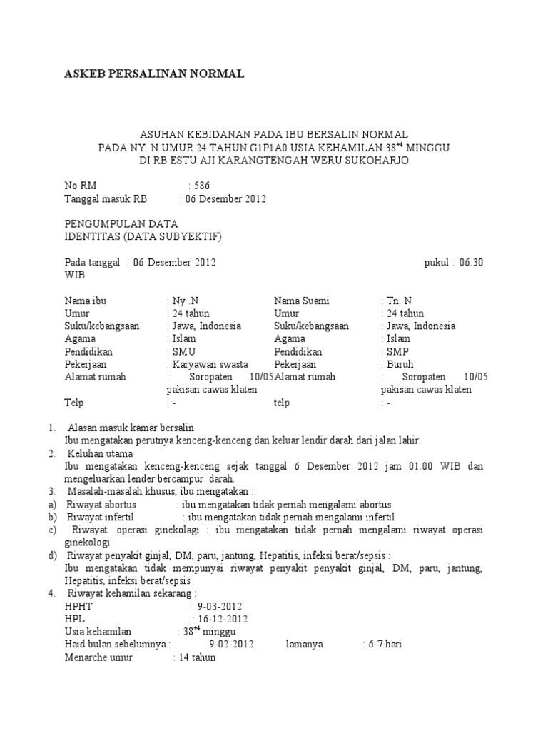 Askeb Persalinan Normal | PDF