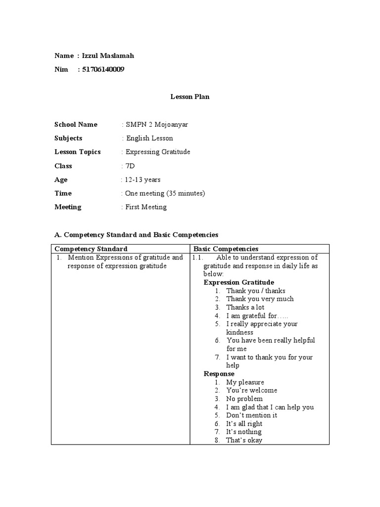 Expressing Gratitude: A Lesson Plan for Teaching Students Expressions ...