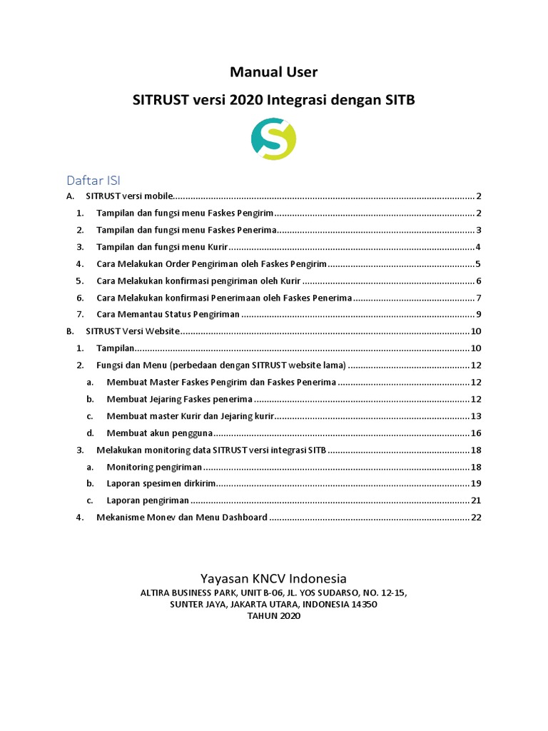Manual User SITRUST 2020 - Integrasi Dengan SITB | PDF