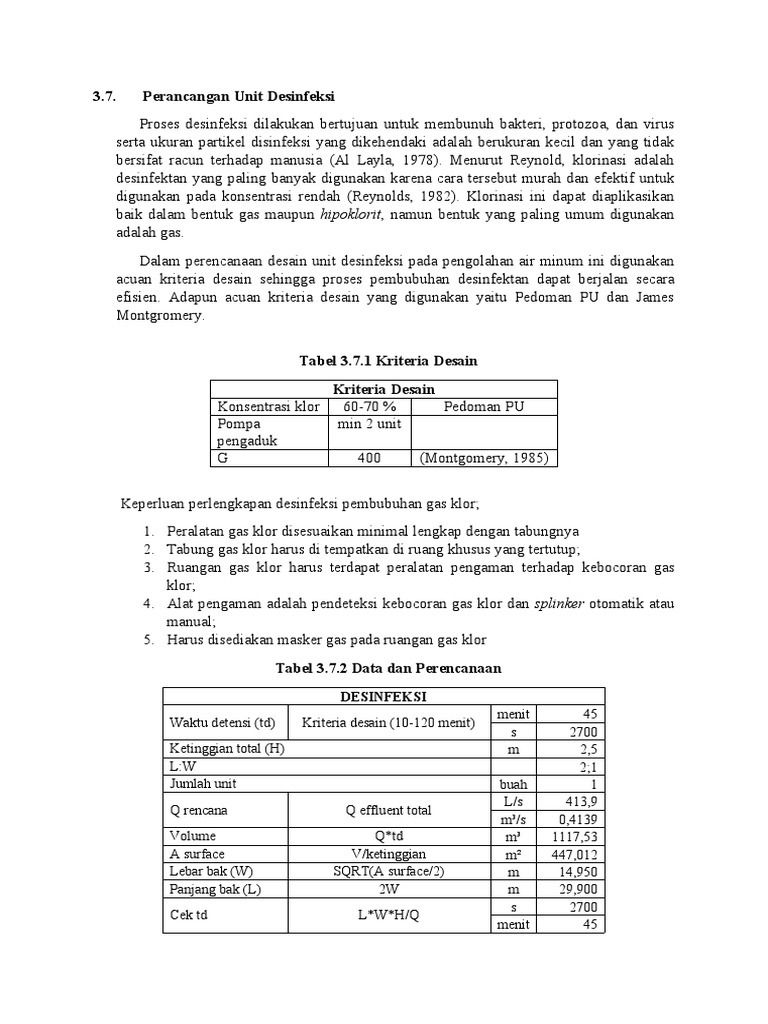 PERANCANGAN UNIT DESINFEKSI DAN SEDIMENTASI | PDF