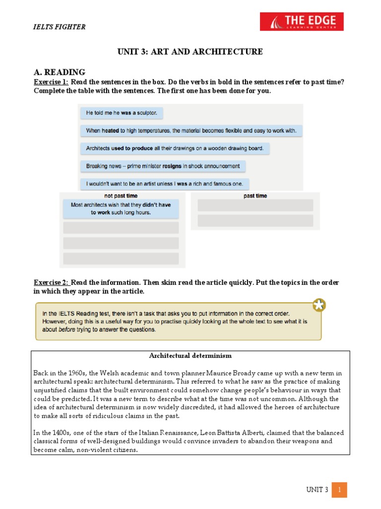 Unit 3: Art and Architecture A. Reading: Ielts Fighter | PDF ...