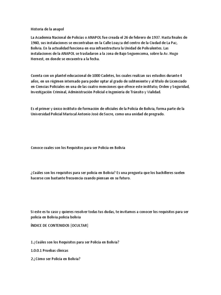 Historia de La Anapol | PDF | Policía | Licenciatura