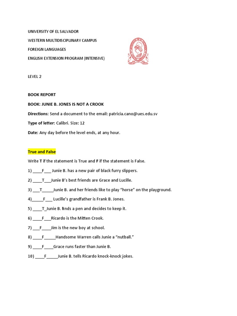 Junie B. Jones Is Not A Crook | PDF