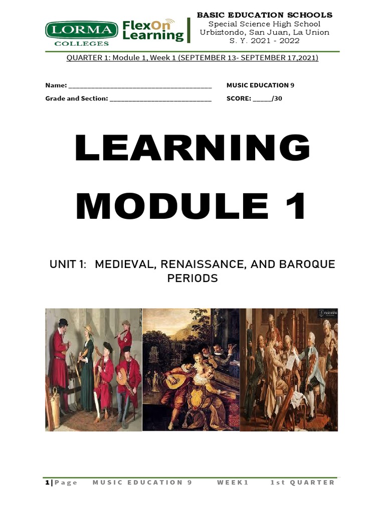 Learning: Unit 1: Medieval, Renaissance, and Baroque Periods | PDF ...