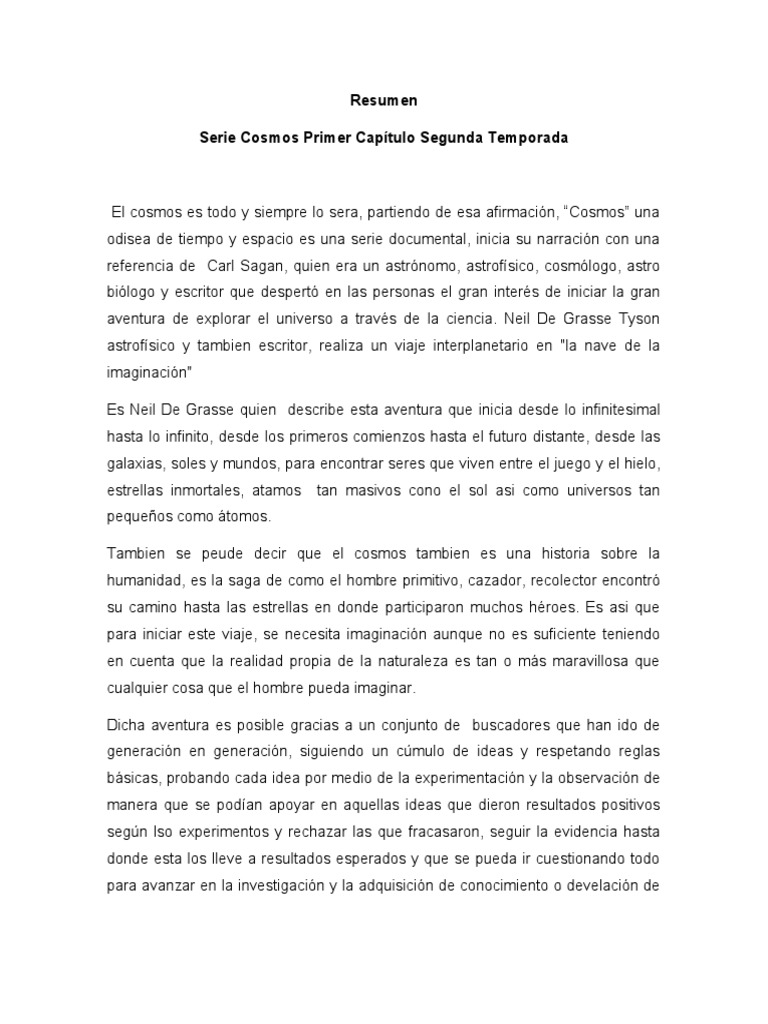 Resumen Cosmos | PDF | Universo | Ciencias fisicas