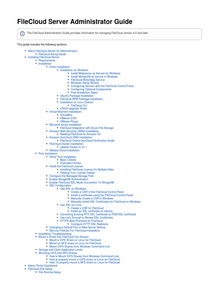 FileCloud Server Admin Guide | PDF | Internet & Web | World Wide Web