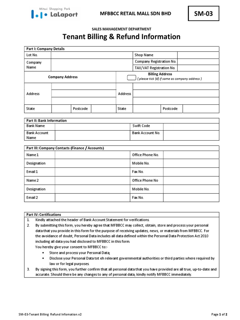 SM-03-Tenant Billing Refund Infomation.v2 | PDF | Privacy | Government