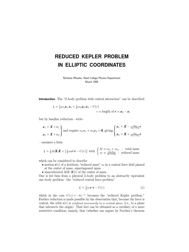Elliptical Kepler | PDF | Ellipse | Cartesian Coordinate System