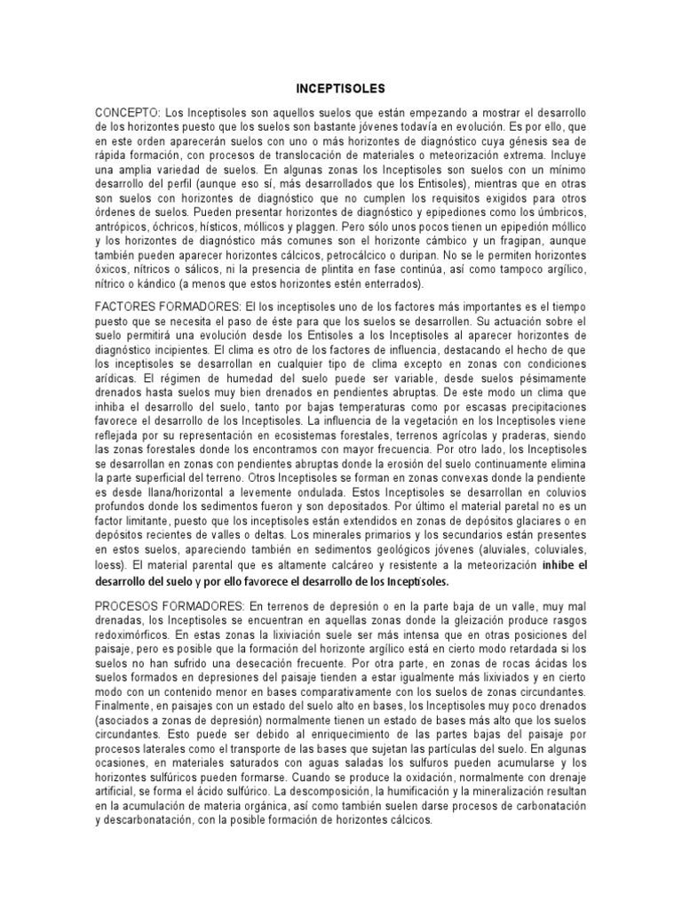 INCEPTISOLES | PDF | Suelo | Minerales