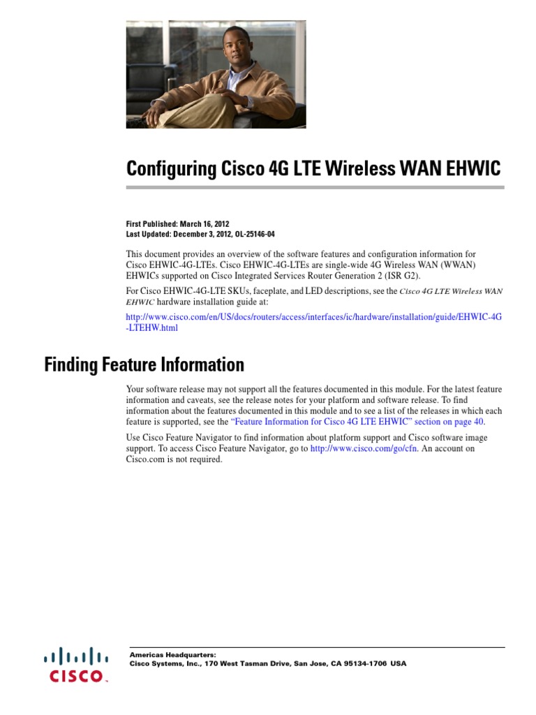 Configuring Cisco 4G LTE Wireless WAN EHWIC | PDF | High Speed Packet ...
