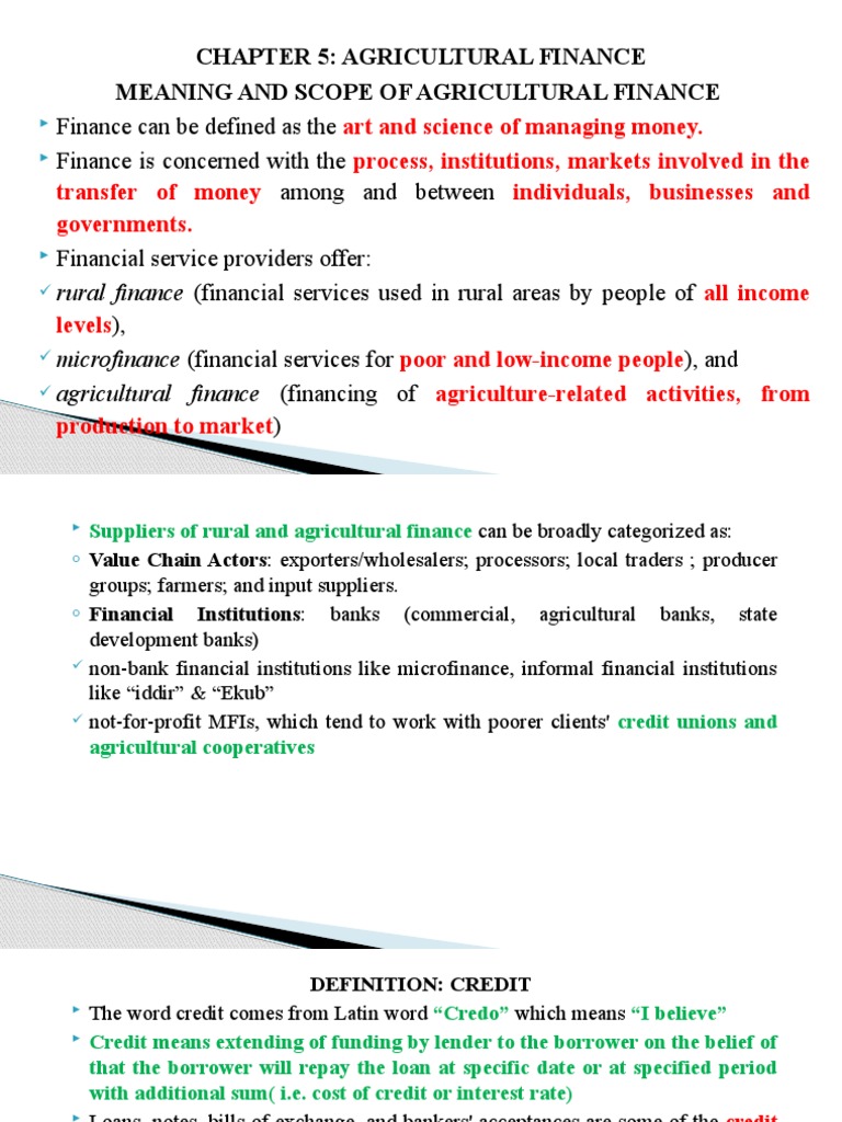Chapter Five :agricultural Finance | PDF | Loans | Finance & Money ...