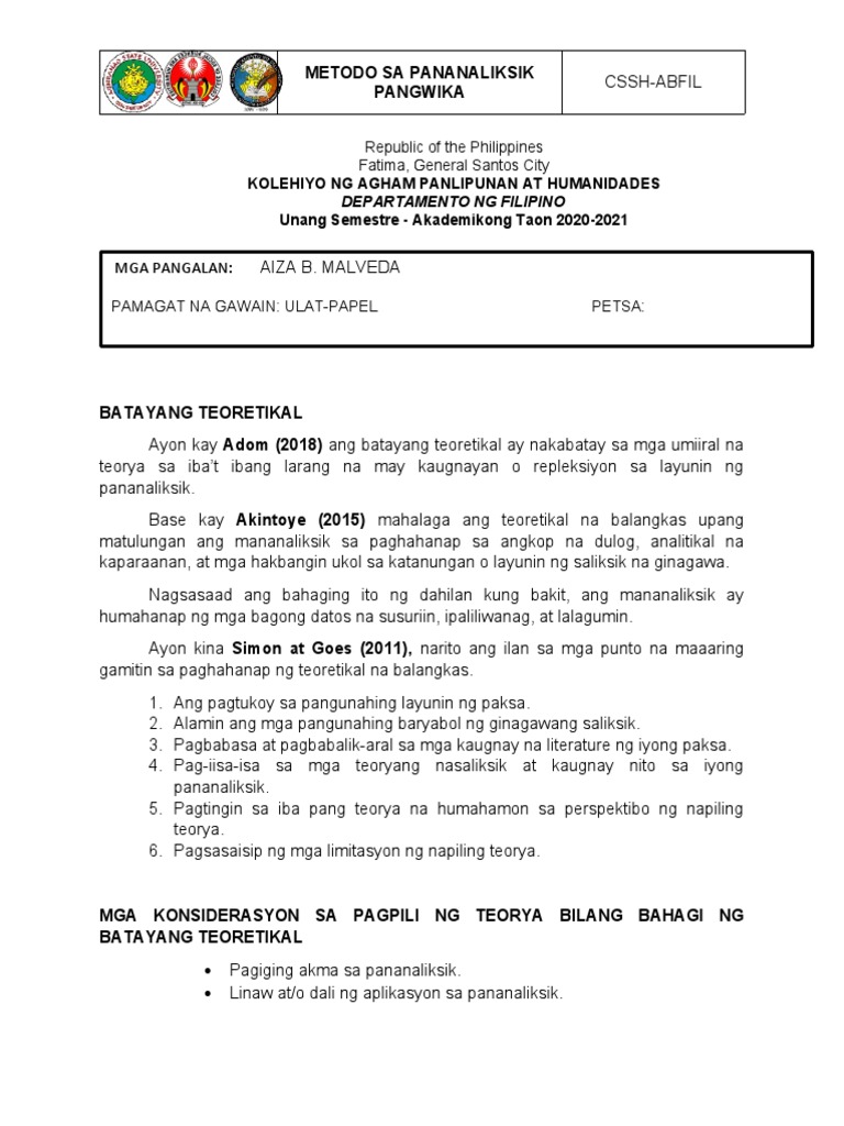 BATAYANG TEORETIKAL MalvedaA. | PDF