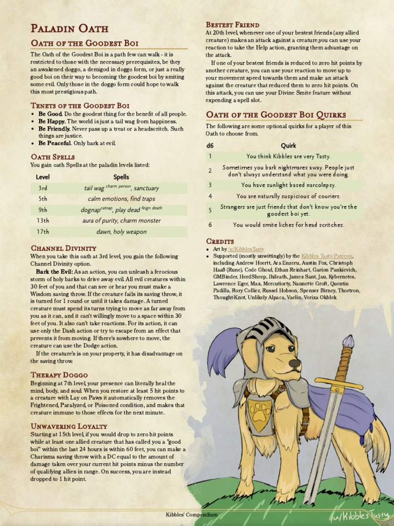 Oath of the Goodest Boi for D&D | PDF | Dungeons & Dragons