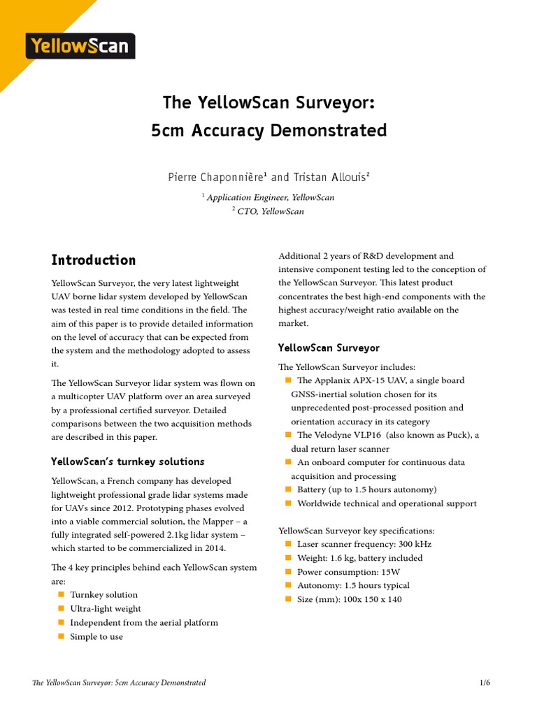 YellowScanSurveyor WhitePaper Accuracy | PDF | Surveying | Accuracy And Precision