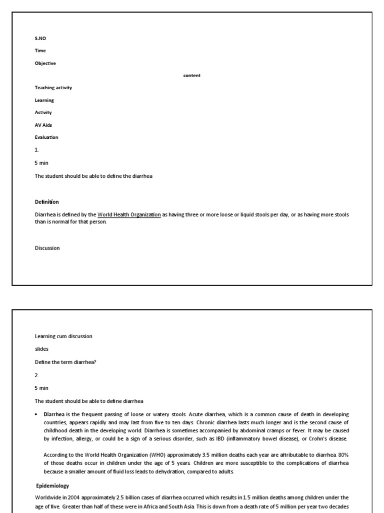 Diarrhea Health Education Finaleeee | PDF | Diarrhea | Dehydration