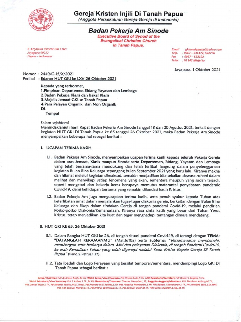 Pengantar HUT GKI Ke 65 | PDF