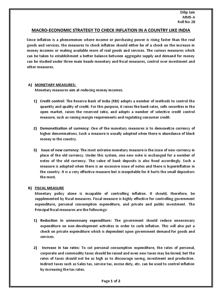 Measure To Check Inflation | Download Free PDF | Monetary Policy ...