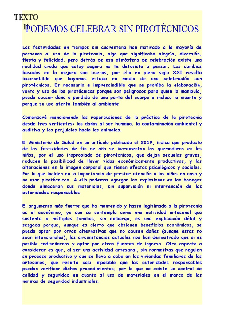 Pirotecnia: Peligros y Alternativas | PDF | Pirotécnica | Contaminación