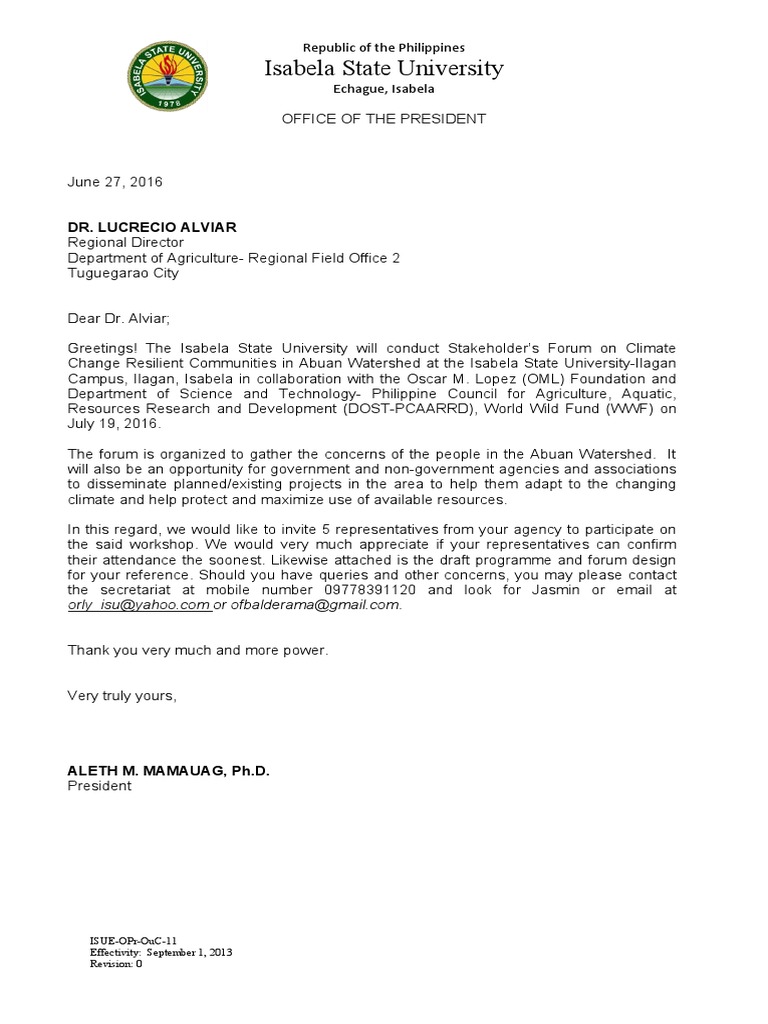 Invitation Letter Stakeholder Forum | PDF | Natural Environment