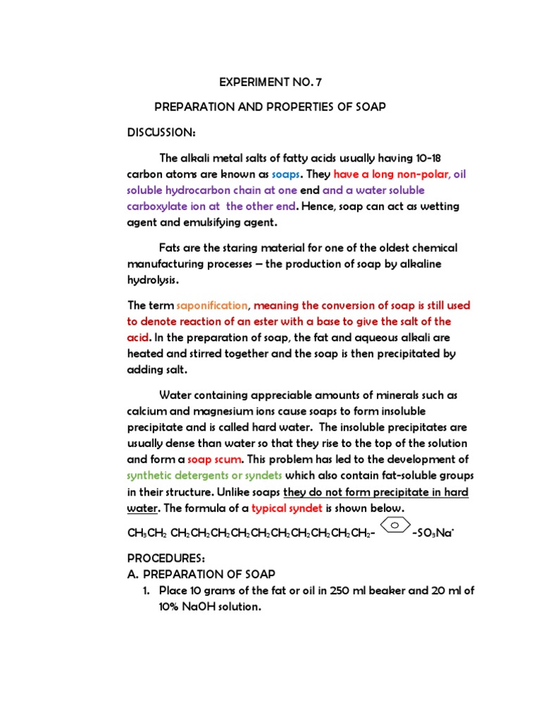 6 Properties of Soap Prelab | PDF | Soap | Solubility