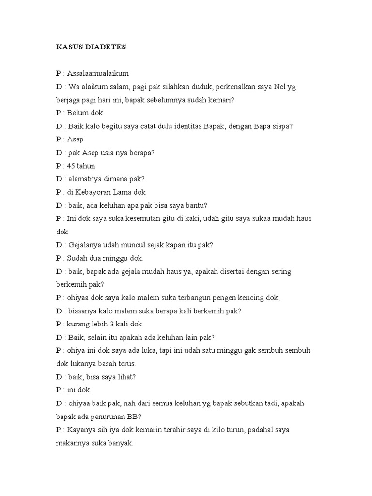 Contoh Kasus Anamnesis DM Tipe II | PDF