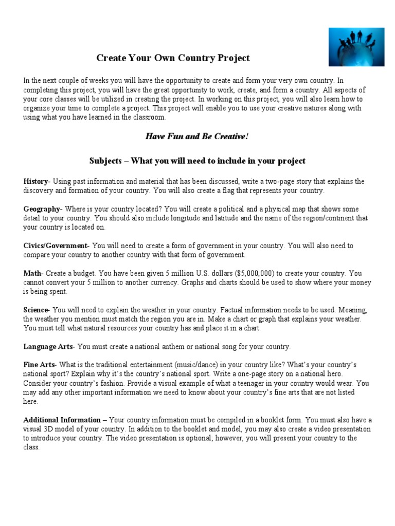 Create Your Own Country Project 2 | PDF | Cognition