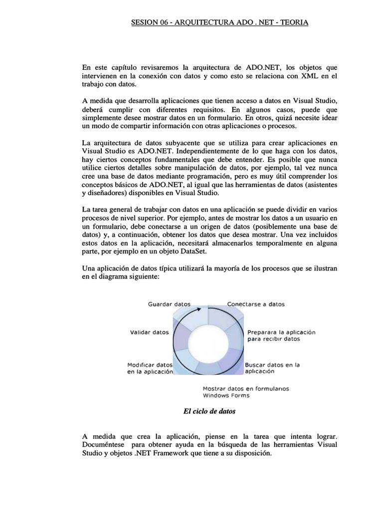 Sesion 06 - Arquitectura Ado - Net - Teoria | PDF | Active X Data Objects | Xml