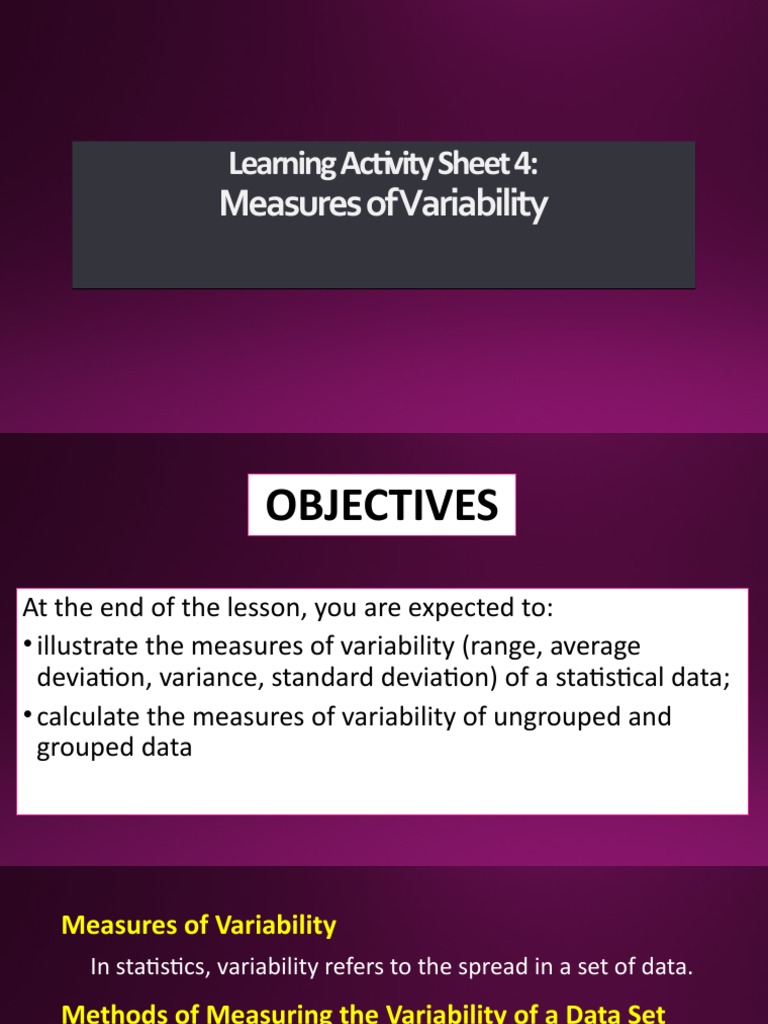Q4 LAS 4 Measures of Variability | PDF | Variance | Standard Deviation