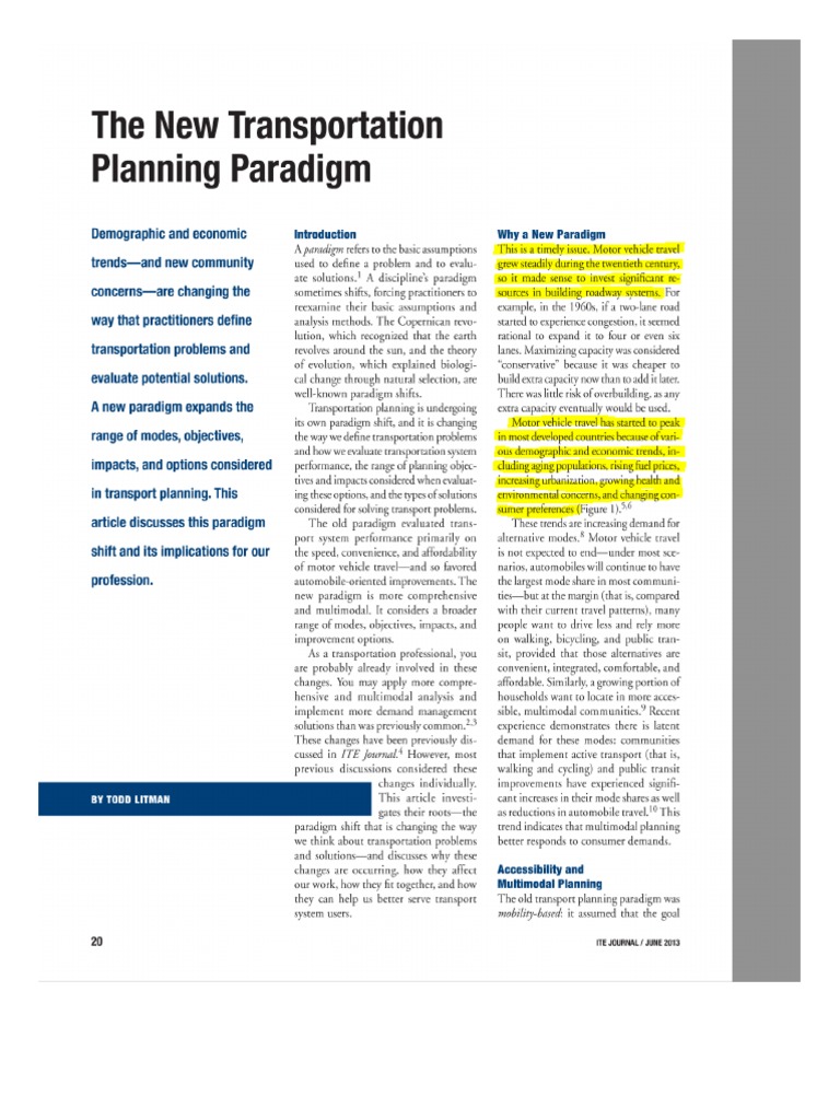 The New Transportation Planning Paradigm | PDF