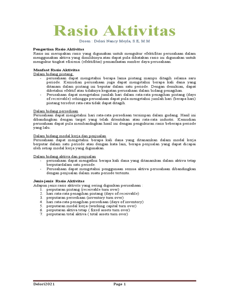 Rasio Aktivitas Ok | PDF