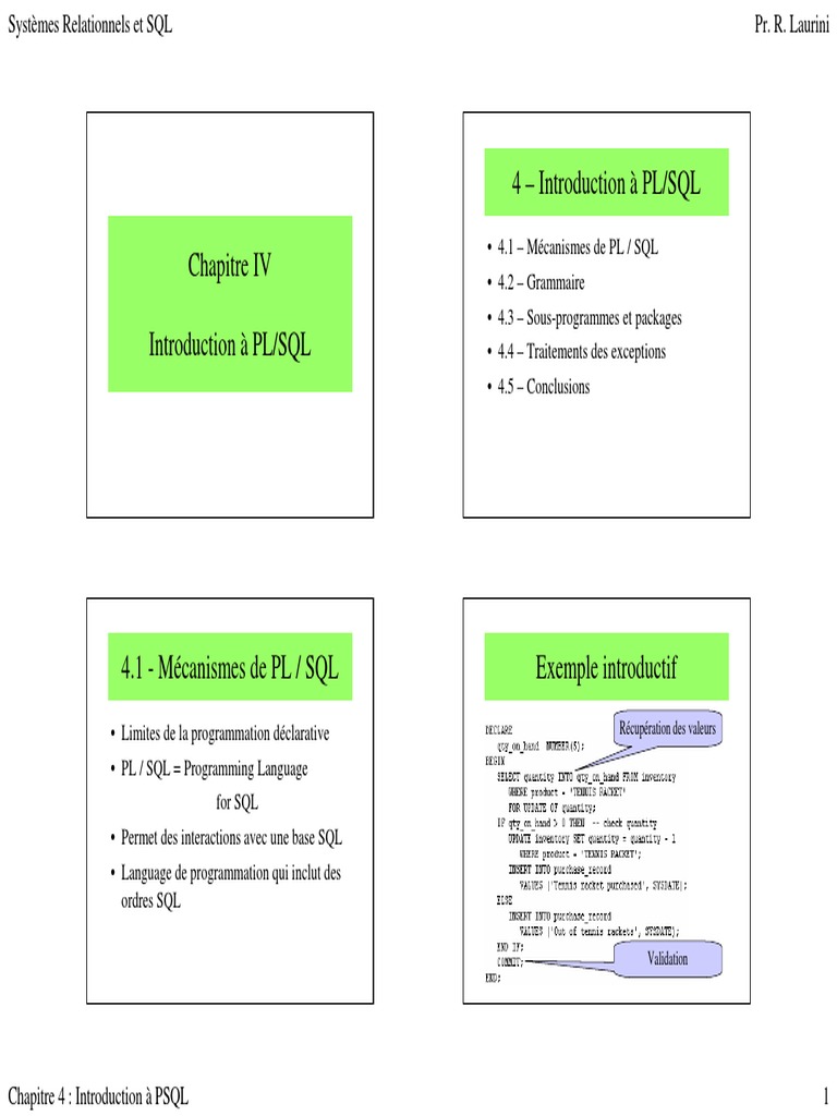 Plsql Cours Pdf Sql Pl Sql