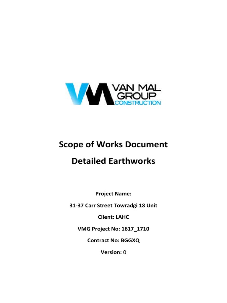 SOW - General - Earthworks | Download Free PDF | Specification ...