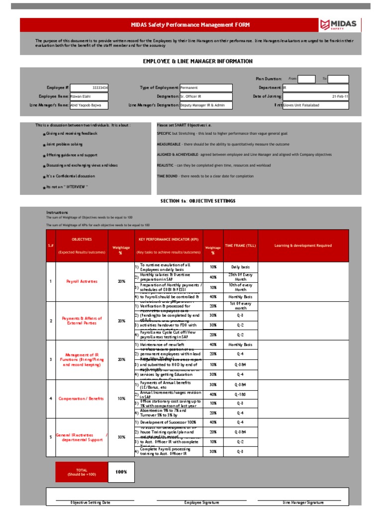 Employee & Line Manager Information: MIDAS Safety Performance ...