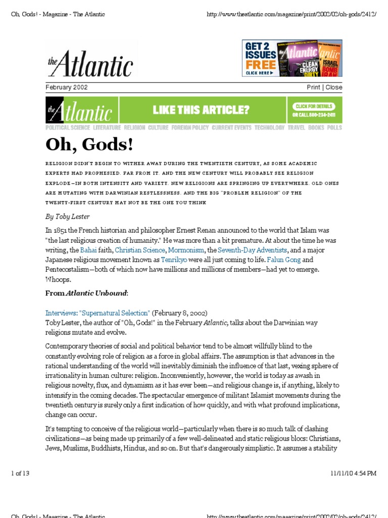 Oh, Gods! - Toby Lester | PDF | Religious Faiths | Protestant