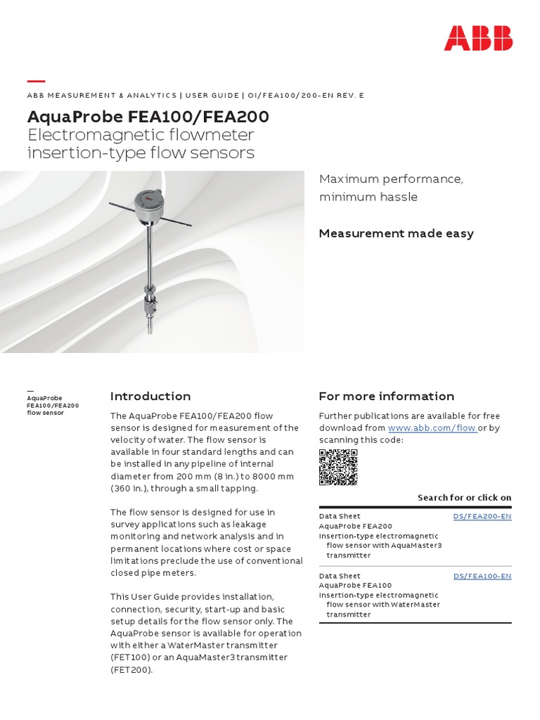 Aquaprobe Fea100/Fea200: Electromagnetic Flowmeter Insertion-Type Flow ...