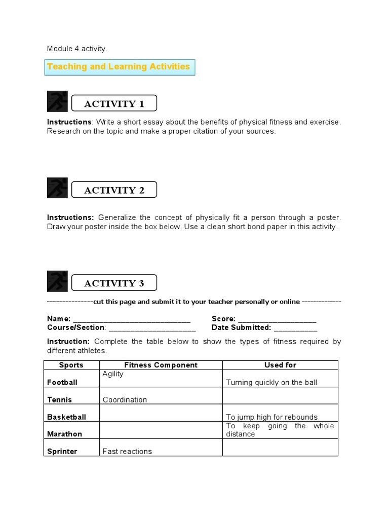 Module 4 Pathfit 1 Activity Physical Exercise | PDF | Physical Fitness ...