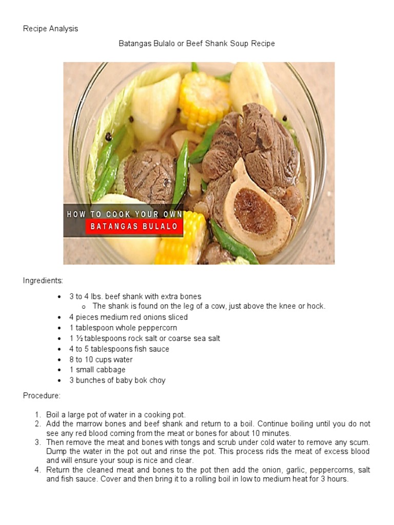 Recipe Analysis | PDF