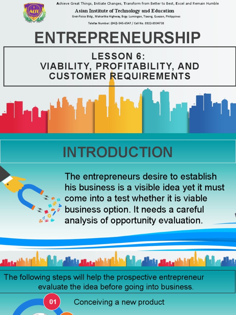 Assessing Business Viability, Profitability and Customer Requirements ...
