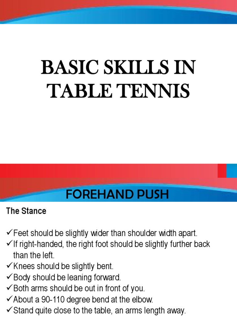 Forehand and Backhand Push | PDF | Elbow | Table Tennis