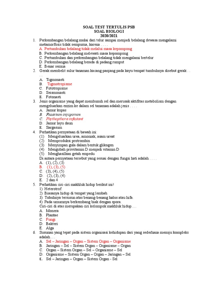 Soal PSB | PDF | Griya & Taman | Kesehatan Holistik