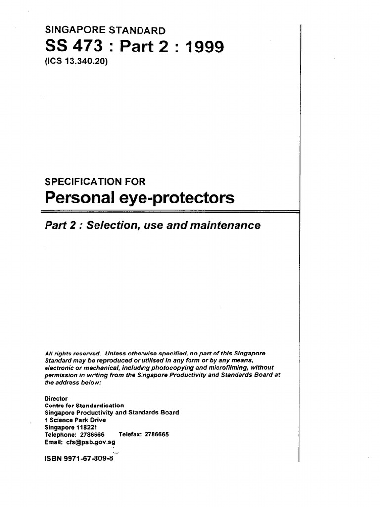 SS 473-Pt 2-1999 Spec For Personal Eye-Protectors | PDF