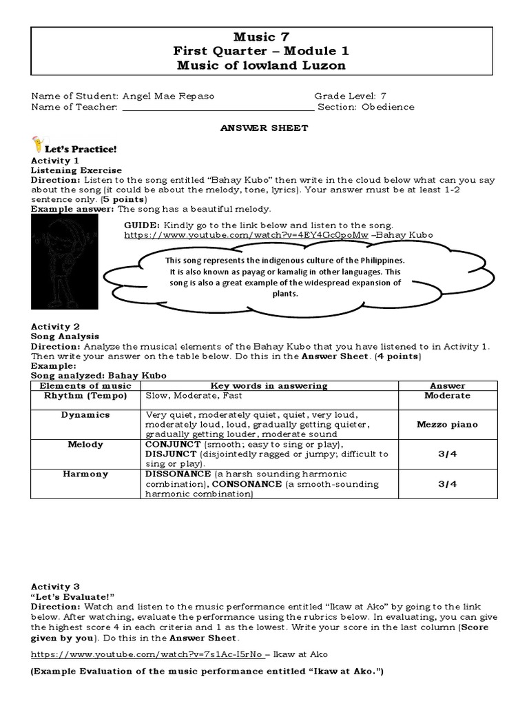 Music 7 First Quarter - Module 1 Music of Lowland Luzon | PDF | Harmony ...