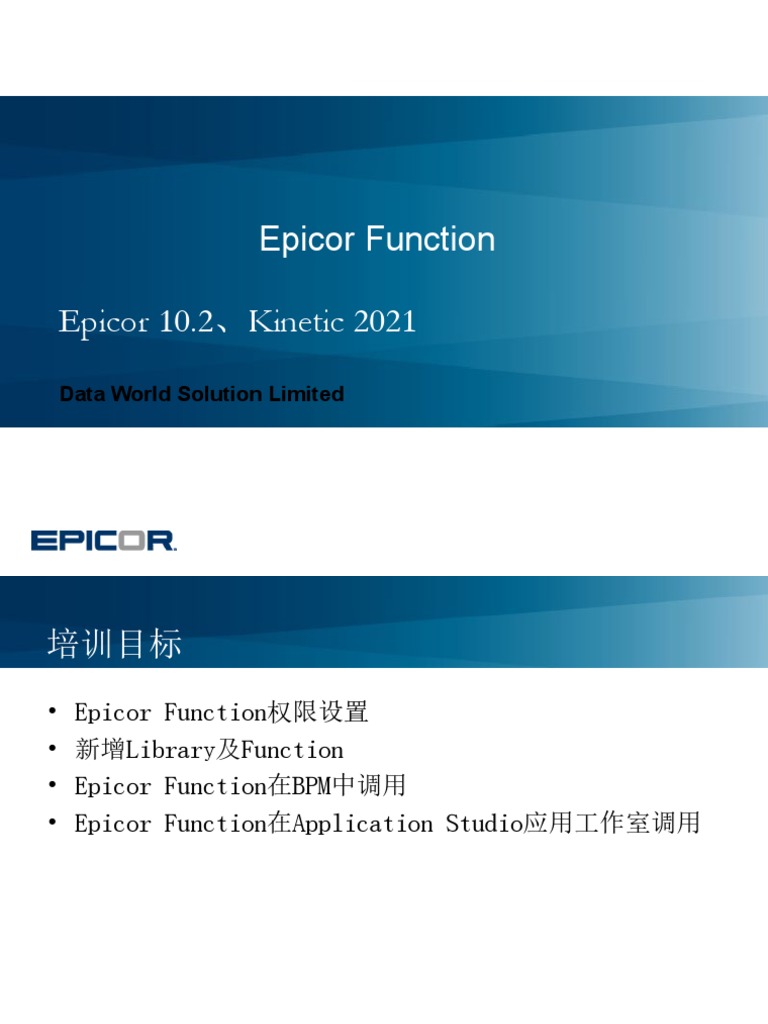 Epicor Function | PDF