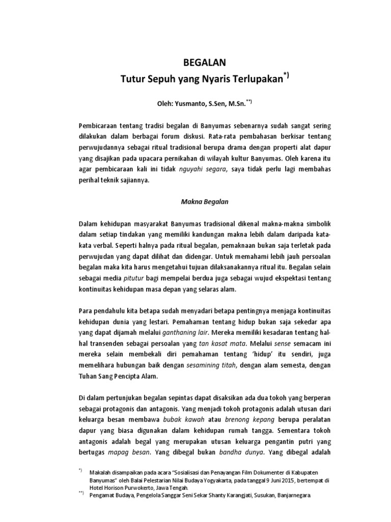 Makna dan Simbolisme Begalan Banyumas | PDF