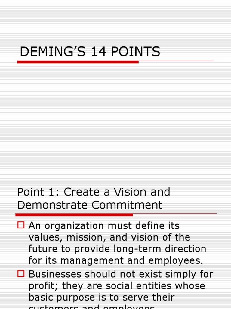 Deming's 14 Points | PDF | Supply Chain Management | Supply Chain