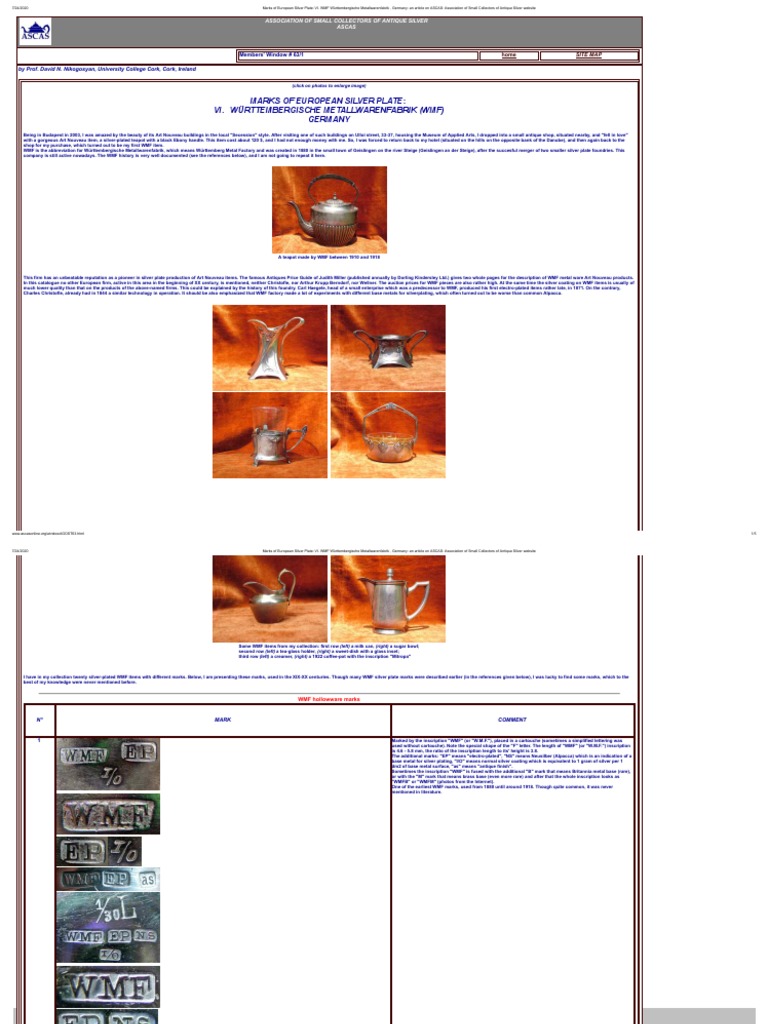 WMF Silver Plate Marks Guide | PDF | Chemical Substances | Building ...