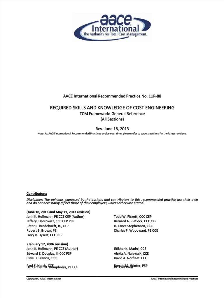 AACE International Recommended Practices 10-90 | PDF | Statistics | Mean