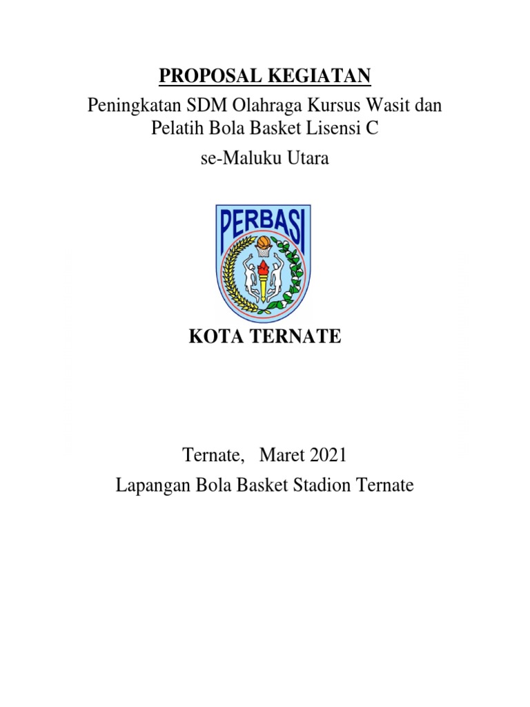 Proposal Perbasi Kota Ternate Penataran Wasit Pelatih 2021 | PDF
