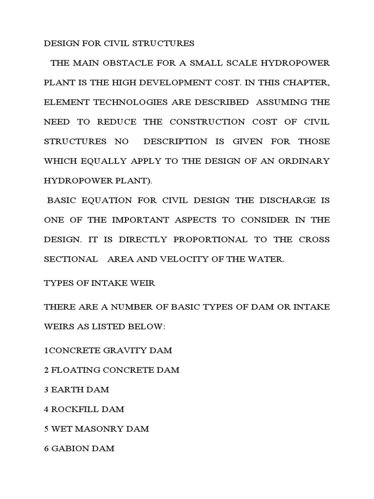 Design For Civil Structures | PDF | Dam | River