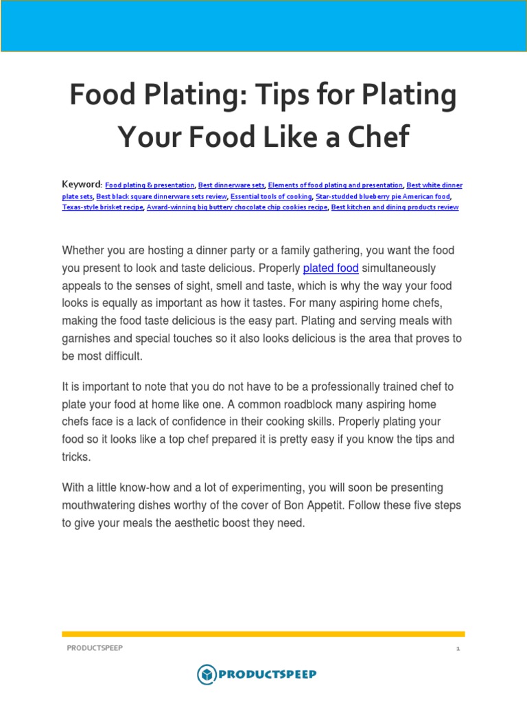 Food Plating Tips For Plating Your Food | PDF | Foods | Roasting